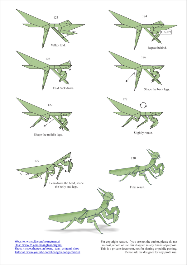 Origami Mantis Instruction Diagram - Praying Mantis Origami Ebook ...