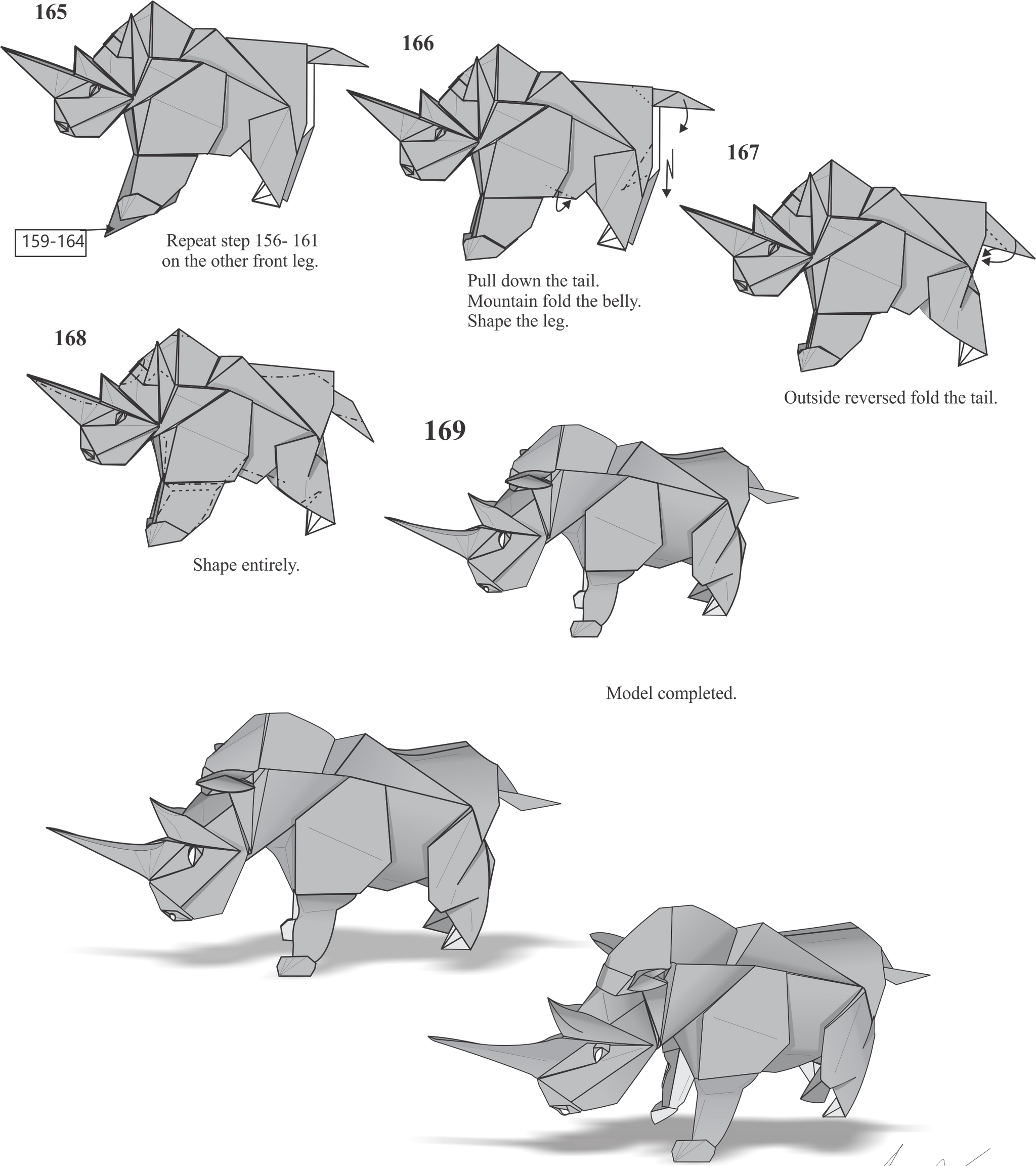 Origami Rhino Diagram Instruction - Origami Rhinoceros Ebook – Hoang ...